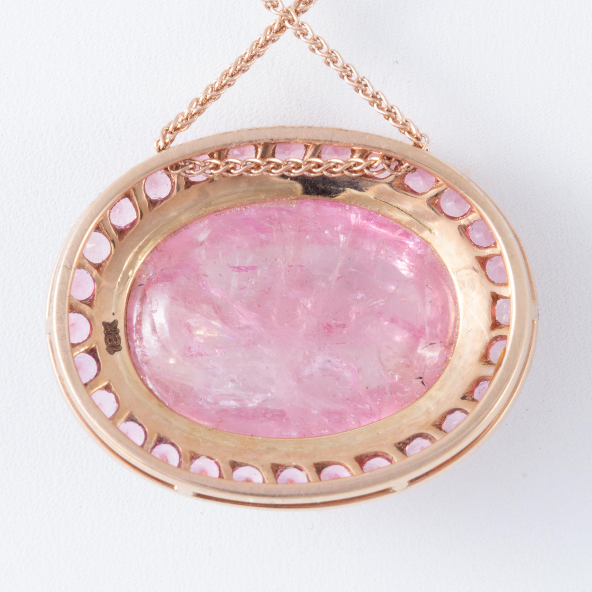 Rare Pink Fancy Tanzanite Cabochon Necklace in 18 kt Rose Gold For Sale ...