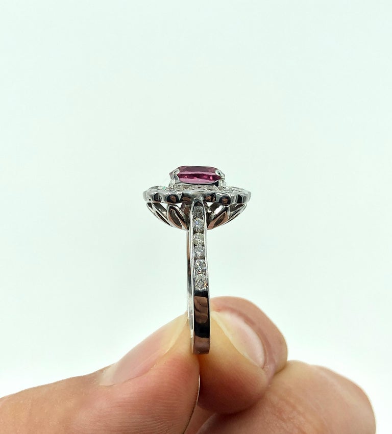 Rare Pink Spinel Ring with Diamonds 18 Karat Gold at 1stDibs