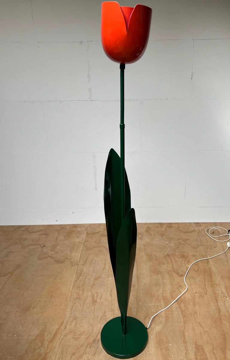 Rare Pop Art Tulip Floor Lamp in Green and Red Painted Metal by Bliss ...