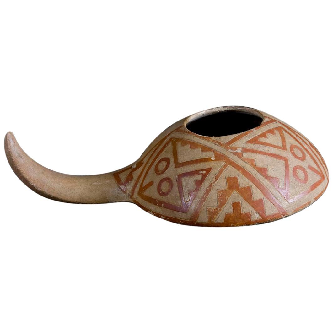 Rare Pre-Columbian Zoomorphic Moche Painted Incensor, Peru, circa 100 ...