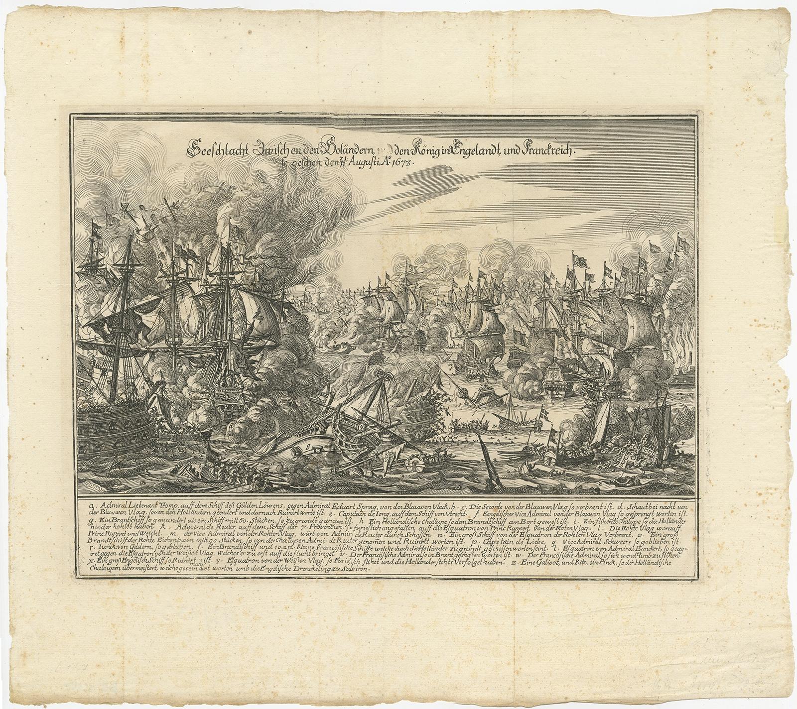 Rare Print of the Last Major Battle of the Third Anglo-Dutch War, Texel ...