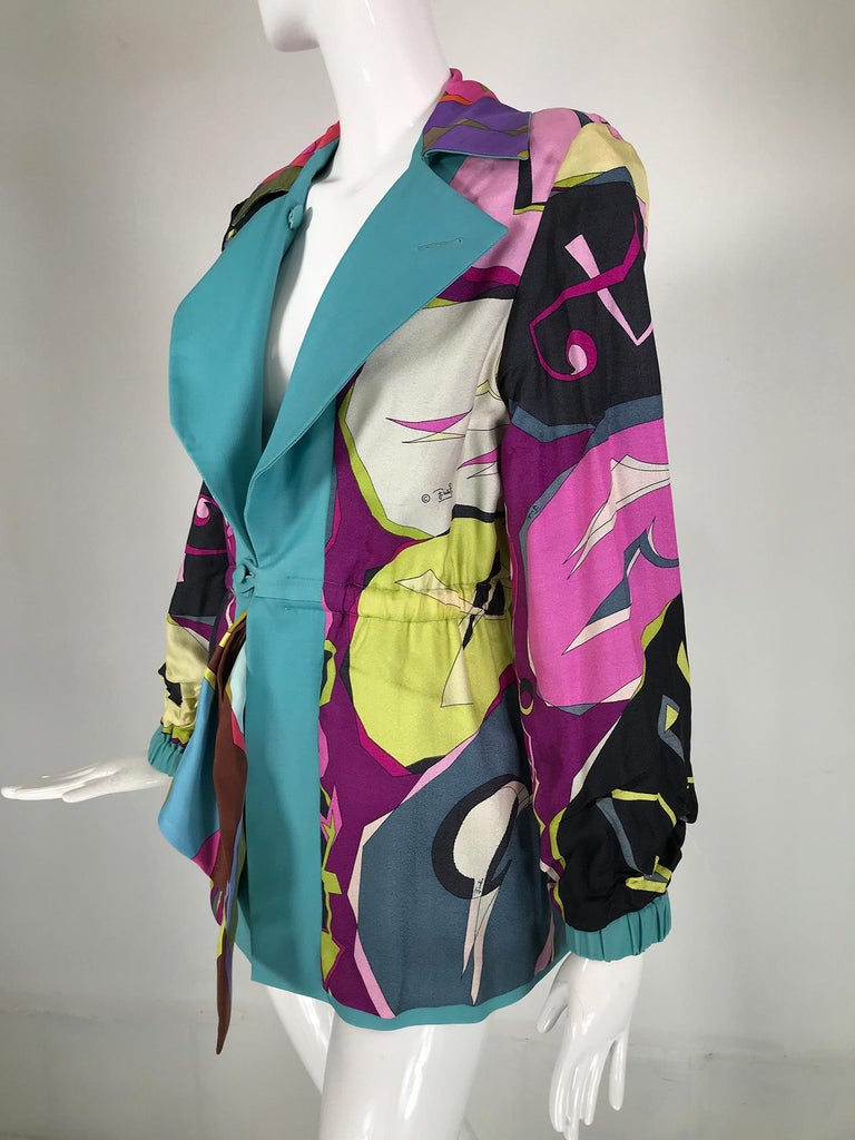 Rare Pucci Blue Wool Twill Jacket with Silk Pucci Fabric Lining 1970s ...