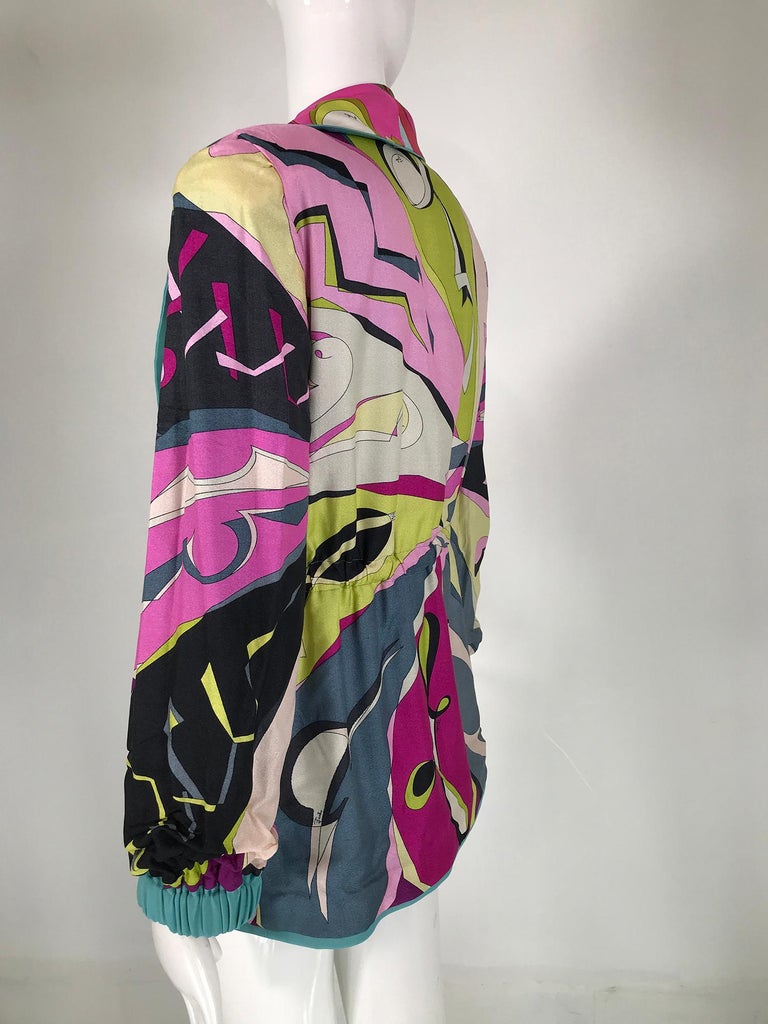 Rare Pucci Blue Wool Twill Jacket with Silk Pucci Fabric Lining 1970s ...