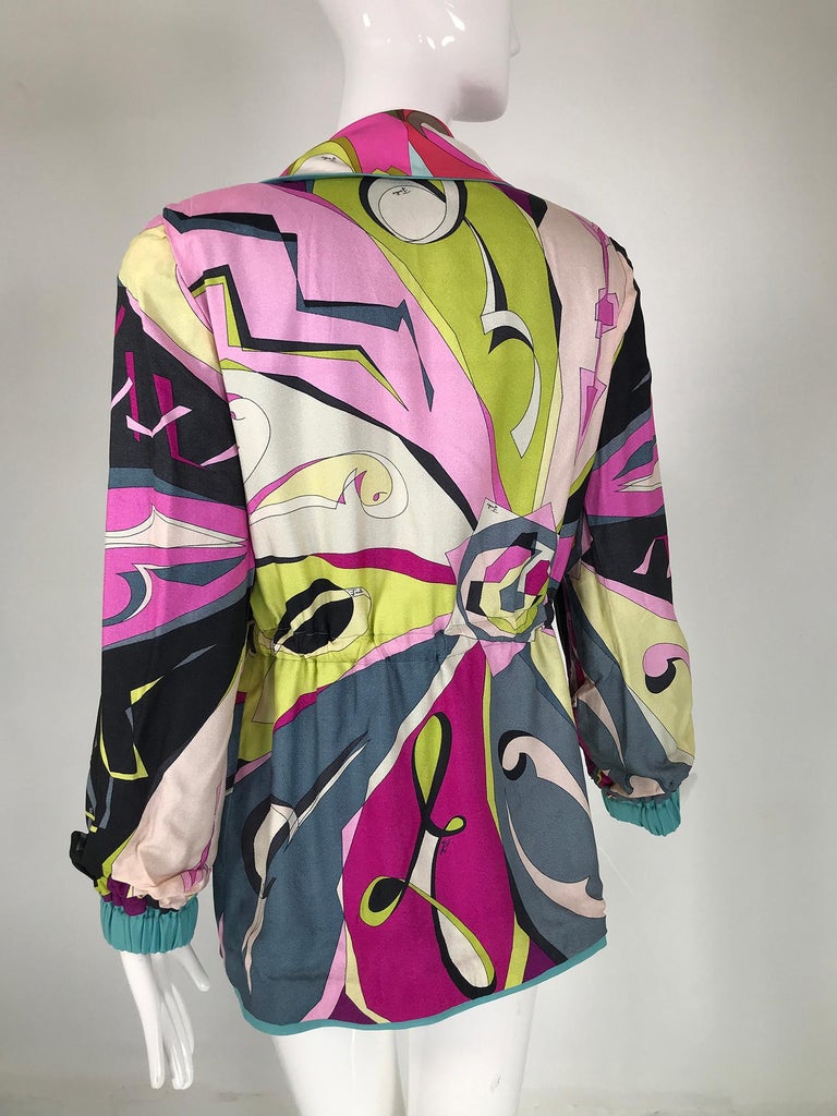 Rare Pucci Blue Wool Twill Jacket with Silk Pucci Fabric Lining 1970s ...