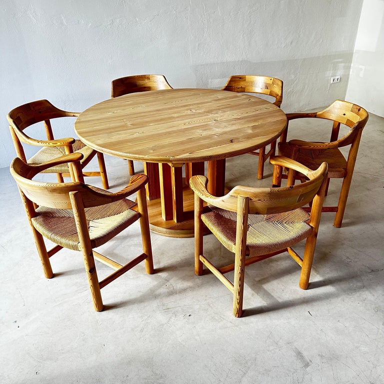Rare Rainer Daumiller Solid Pine Dining Room Set, Sweden, 1970s For ...