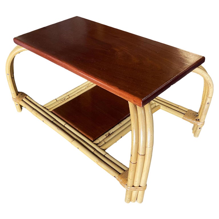 Rare Rattan and Mahogany "Grasshopper" Coffee Table with Loop Legs For ...