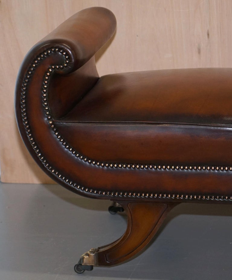 Rare Regency Scroll Arm Fully Restored Brown Leather Hand Dyed Window ...