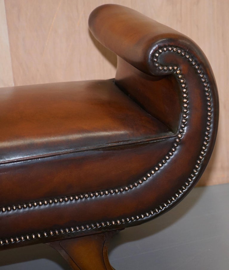 Rare Regency Scroll Arm Fully Restored Brown Leather Hand Dyed Window ...