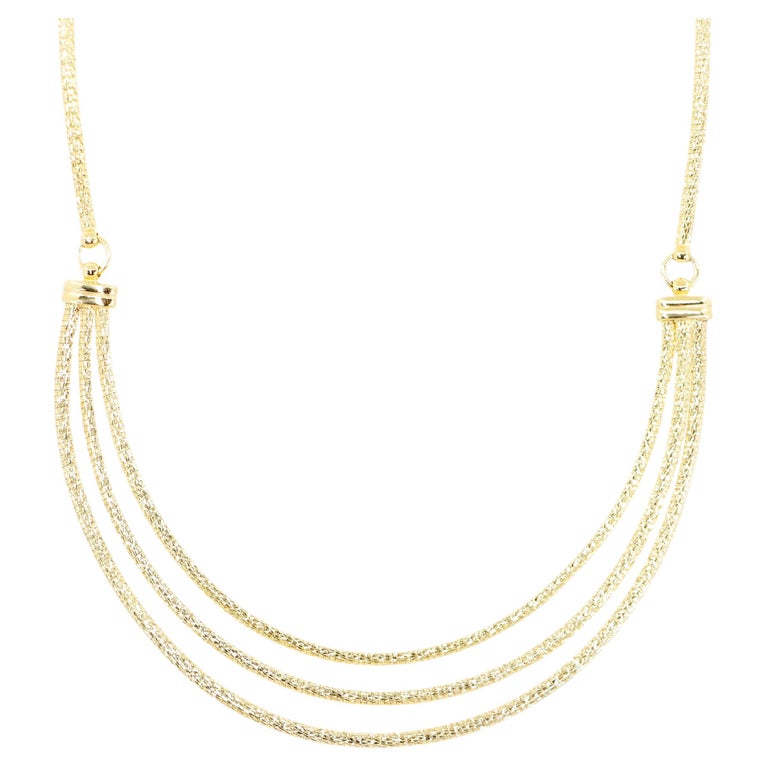 Rare Reversible Triple Strand Tiered Fancy Link Necklace For Sale at ...