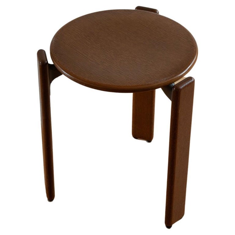 Rare tabourets empilables à 3 pieds en chêne Rey de Bruno Rey pour ...