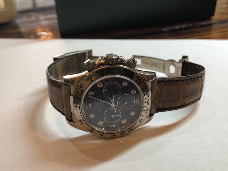 Rare Rolex Daytona 16519 18 Karat White Gold with Sodalite Diamond Dial ...