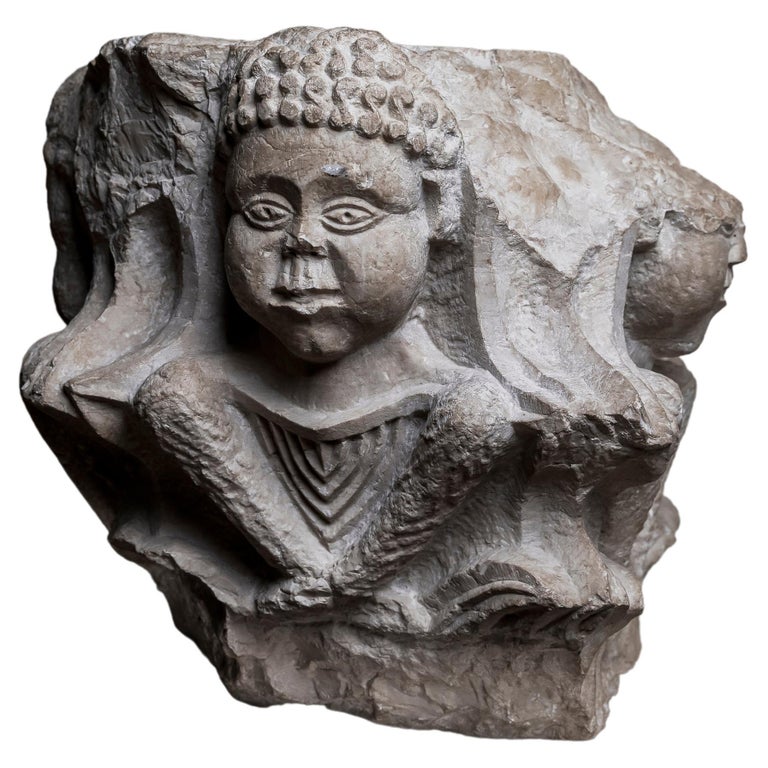Rare Romanesque Capital Depicting Four Africans, Apulia, 13th Century ...