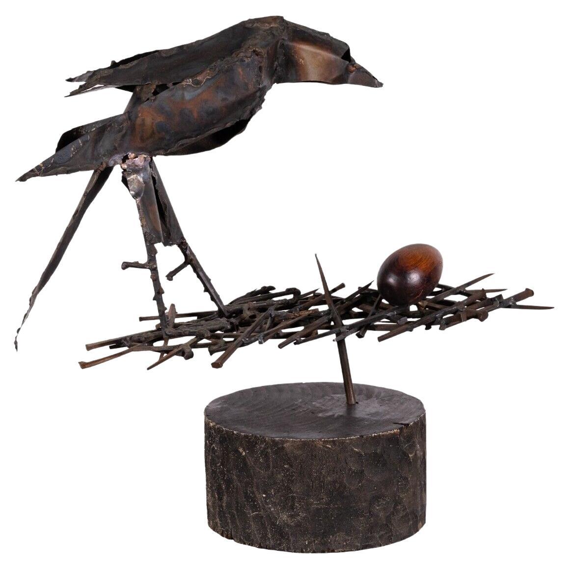 Brutalist Nail Metal Round Sculpture by Frank Cota For Sale at 1stDibs