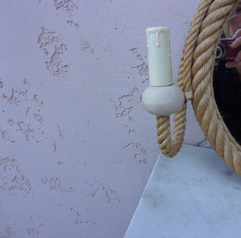 Rare Rope Mirror Sconce Adrien Audoux and Frida Minet, circa 1960 For ...