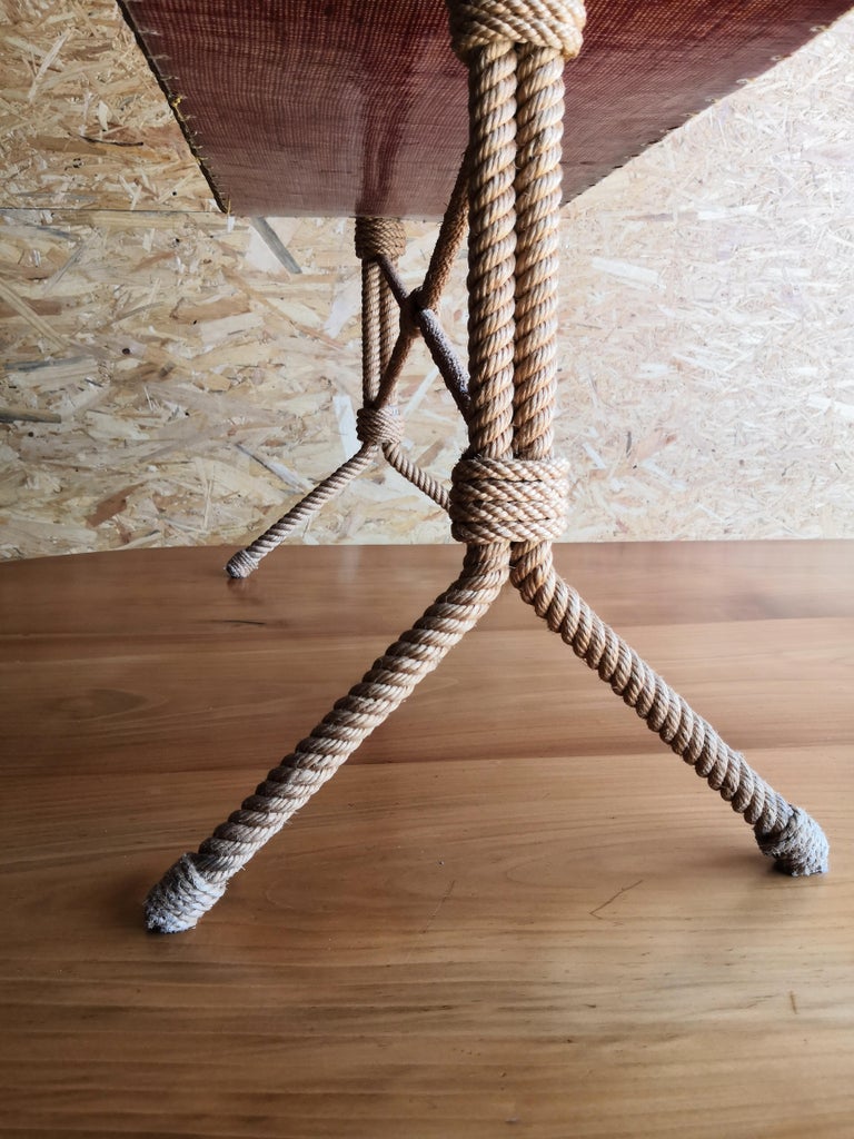 Rare Rope Side Table by Audoux Minnet, France 1960s For Sale at 1stdibs