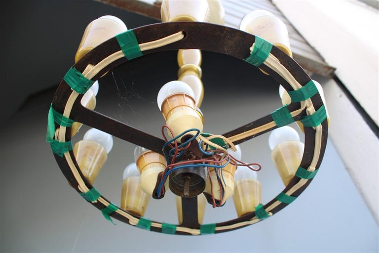 Rare Round Amber Murano Italian Chandelier Fratelli Toso 1930 Original ...