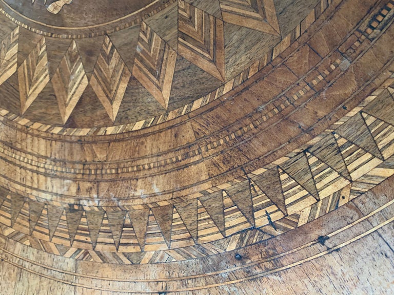 Rare Round Coffee Table w. Marquetry Inlay Depicting Saint George and ...