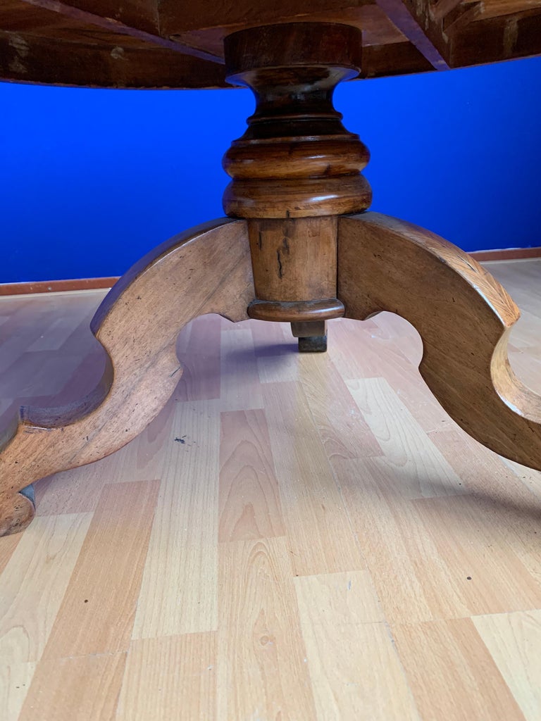 Rare Round Coffee Table w. Marquetry Inlay Depicting Saint George and ...