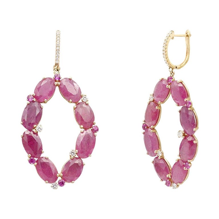 Rare Ruby and Diamond Designer Drop Investment Rose Gold Level Back ...