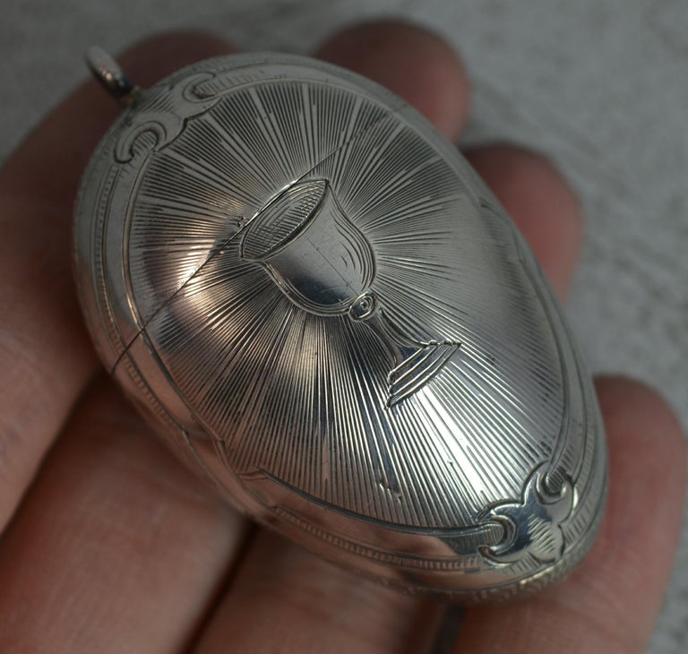 Rare Russian 19th Century 84 Solid Silver Egg Pendant with Opening For ...