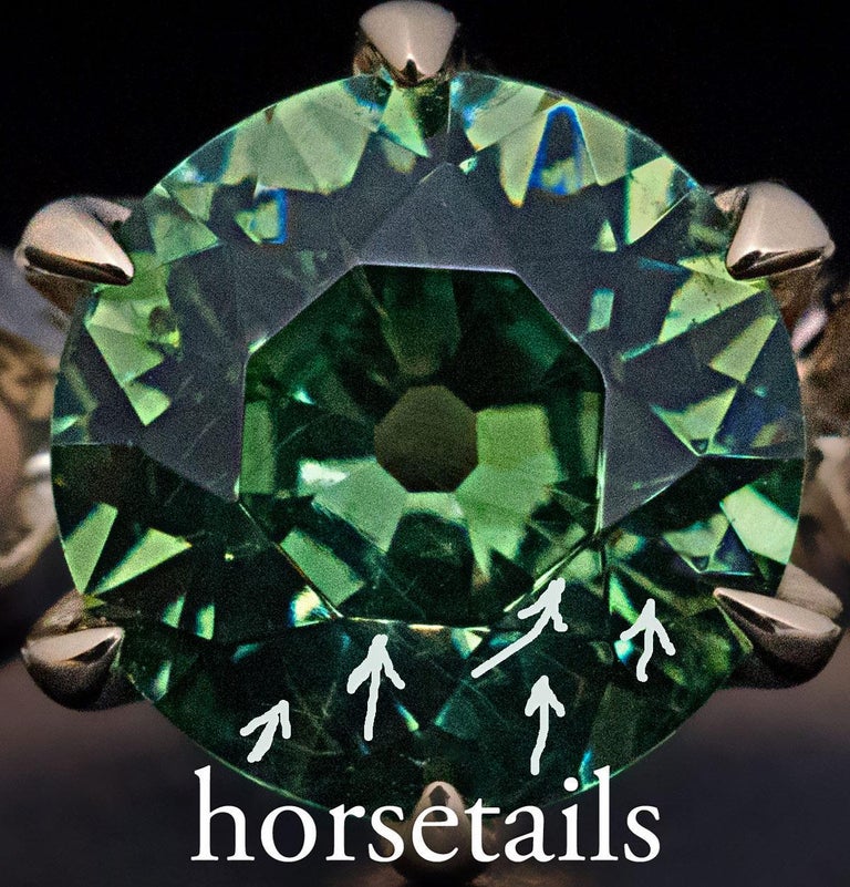 Rare Russian Demantoid Diamond Three-Stone Ring at 1stDibs