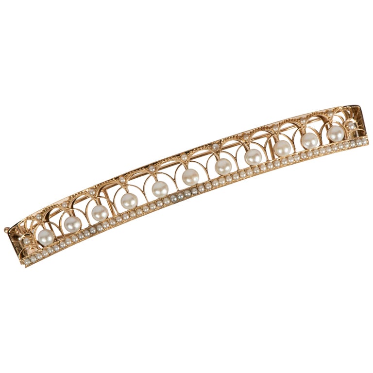 Rare Russian Gold and Pearl Barrette, circa 1900 at 1stDibs