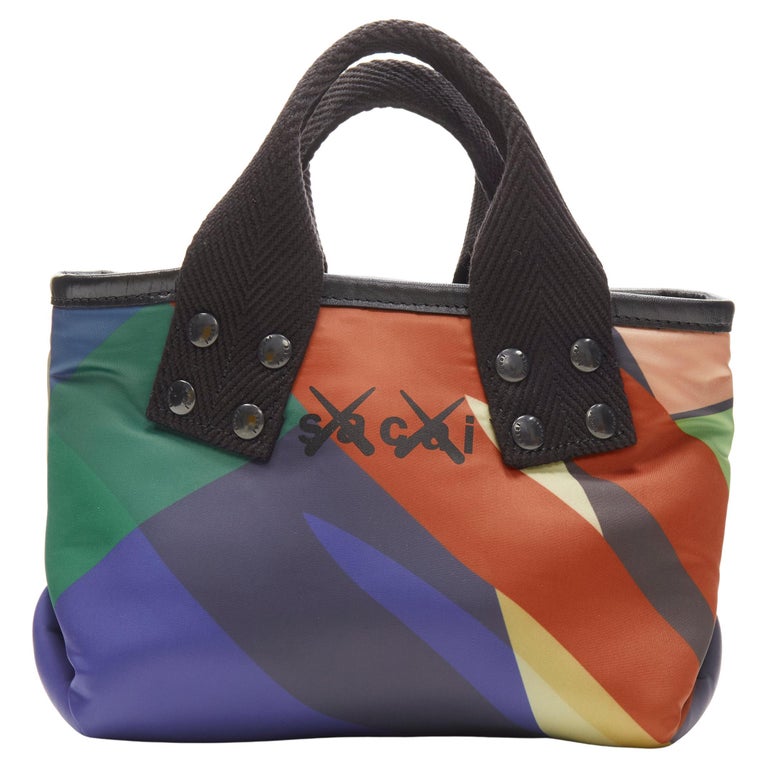 rare SACAI KAWS 2022 limited multicolour camo print XX small tote bag ...