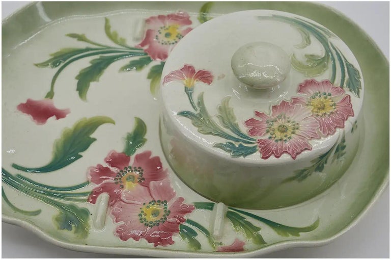 Rare Saint-Clement French Art Nouveau Ceramic Camembert Cheese Dish For ...