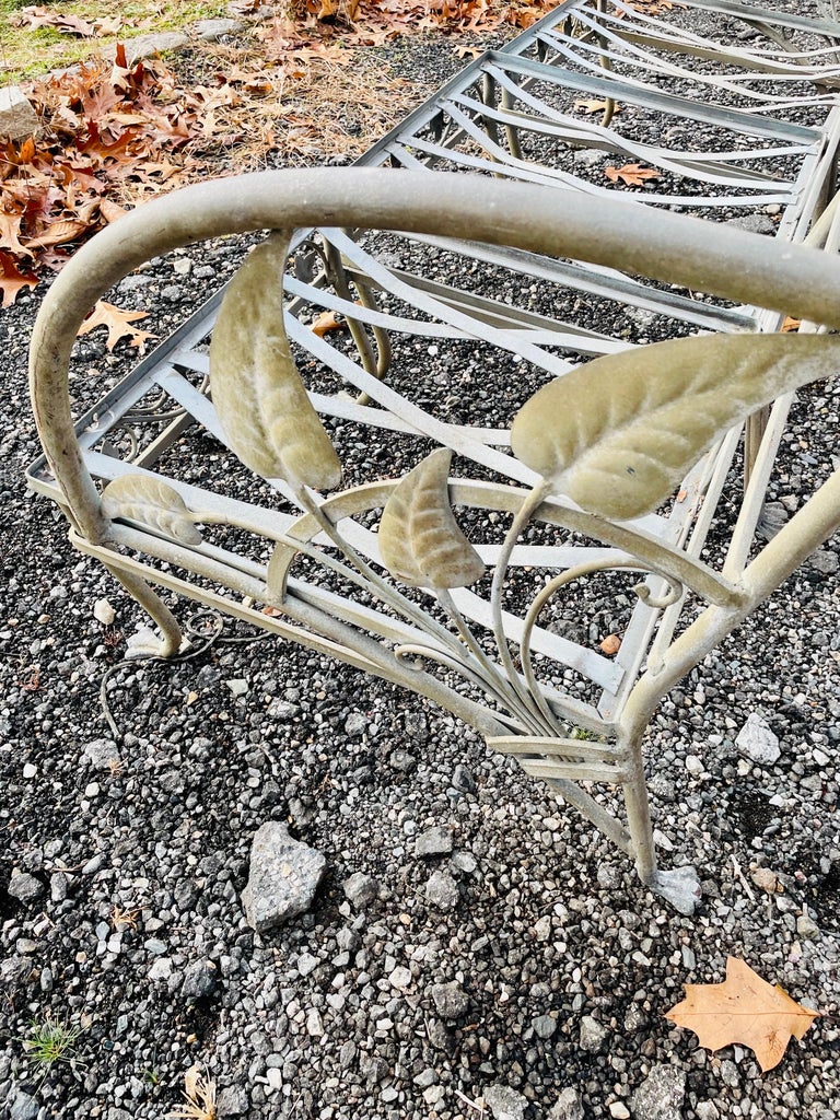 Vintage Salterini Wrought Iron Outdoor Sofa Banana Leaf For Sale at 1stDibs