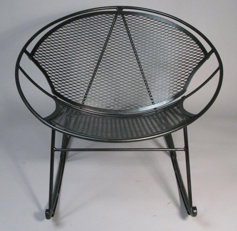 Rare Salterini 'Radar' Wrought Iron Rocking Chair at 1stDibs