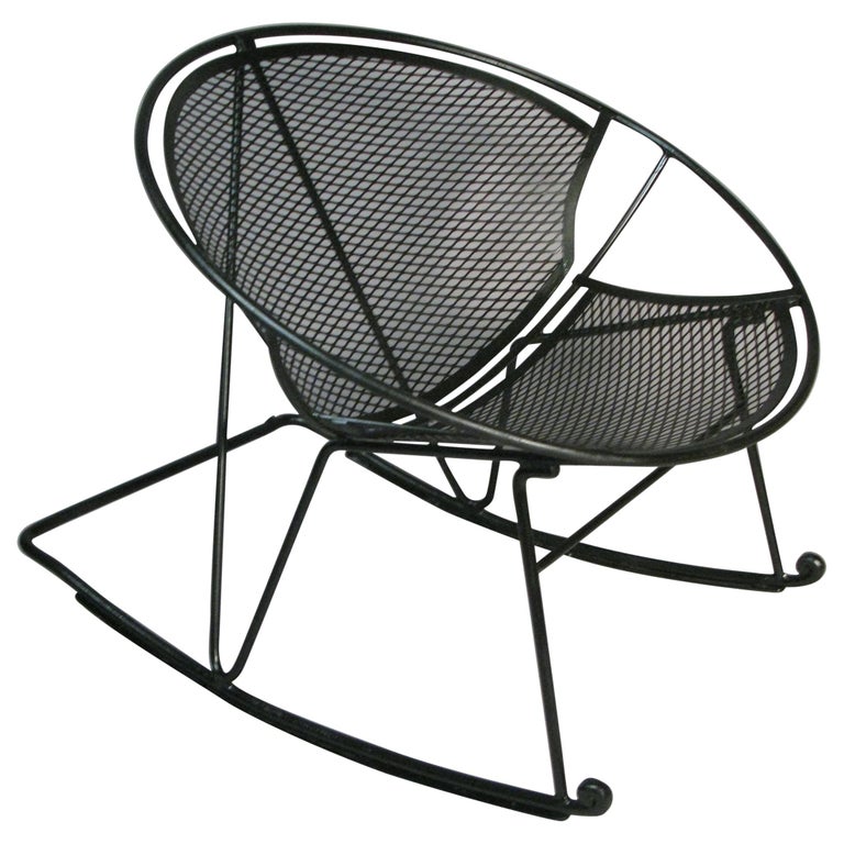 Rare Salterini 'Radar' Wrought Iron Rocking Chair at 1stDibs