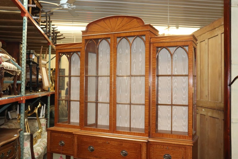 Rare Satinwood English Adams Style China Cabinet Breakfront Vitrine ...