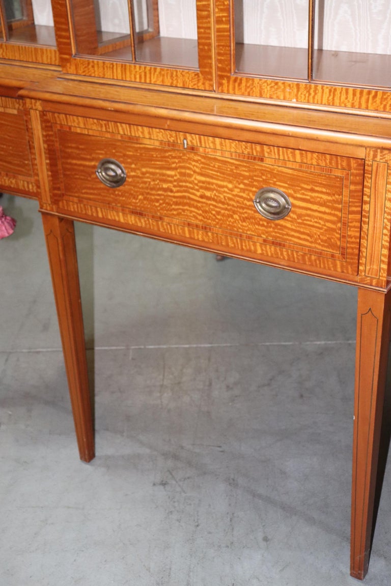 Rare Satinwood English Adams Style China Cabinet Breakfront Vitrine ...