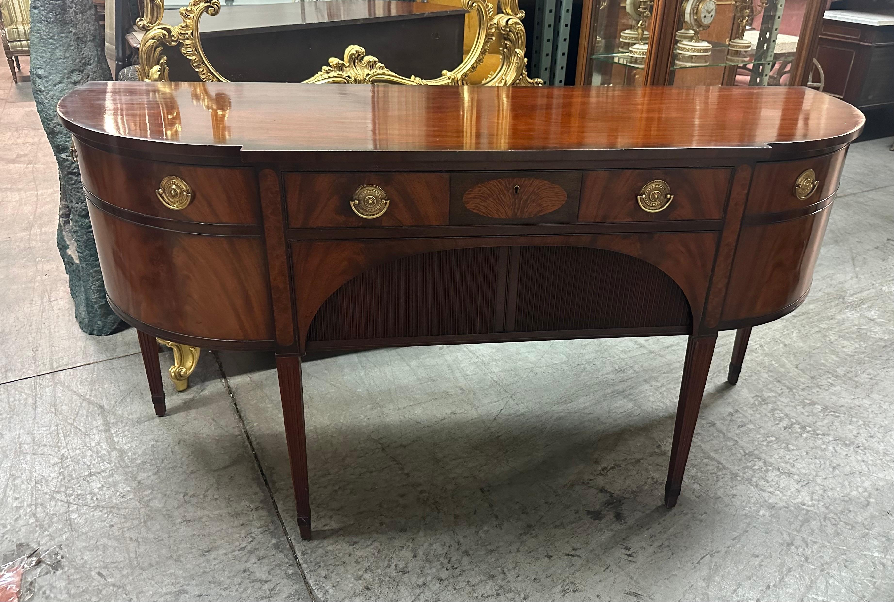 Rare Schmieg and Kotzian Hepplewhite Faux Tambor Demilune Sideboard ...