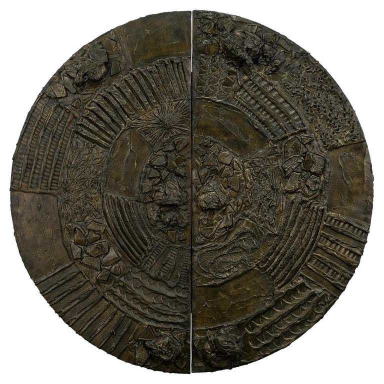 Rare "Sculpted -Bronze" 'Disc Bar' by Paul Evans for Directional For ...