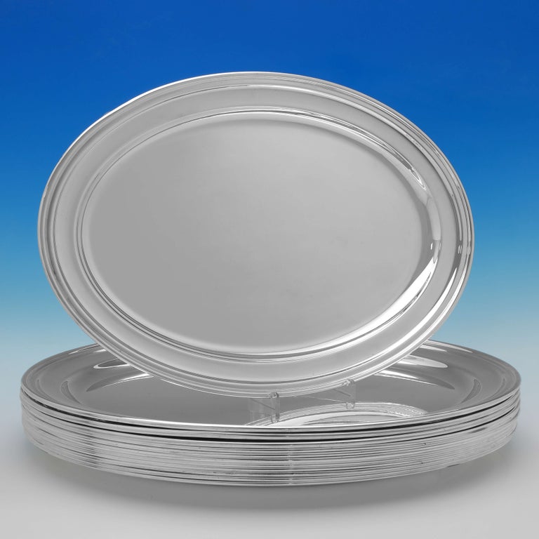 Rare Set of 12 Oval Antique Silver Plated Serving Dishes - Made Circa ...