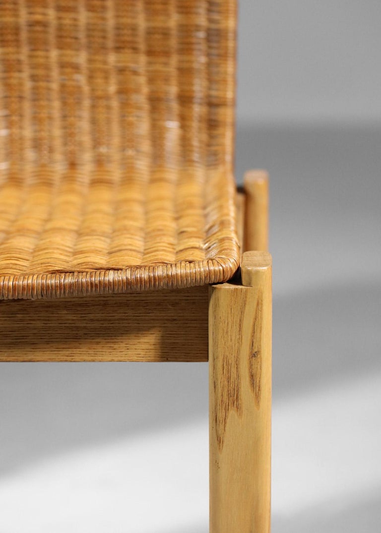 Rare Set of 14 Italian Chairs in Ash and Wicker from the 70s Style ...