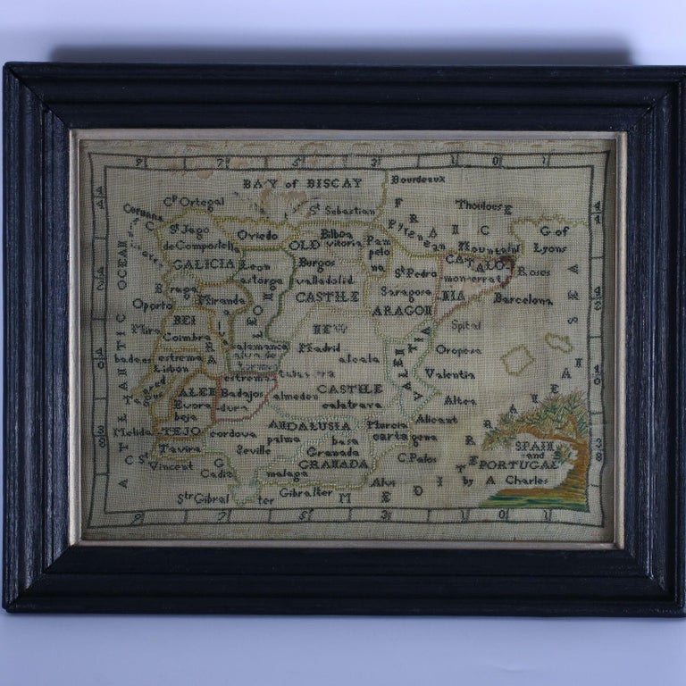 Rare Set of 3 Map Samplers by A Charles. Italy, Spain and France For ...