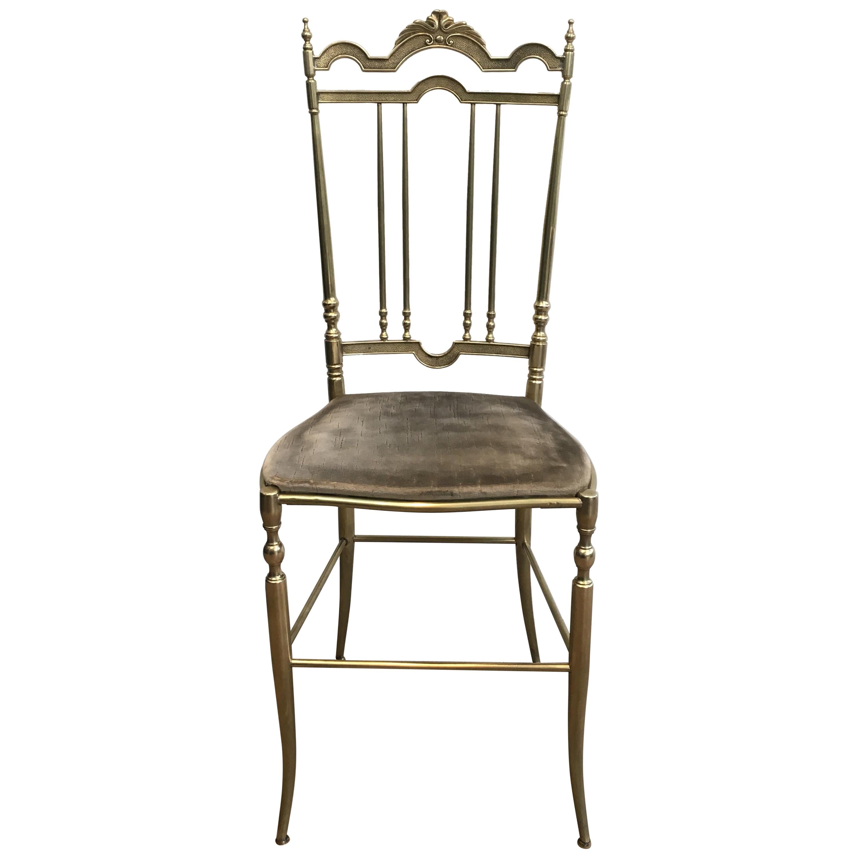 Set of Six Neoclassical Style Ebonized and Brass Mounted Dining Chairs ...