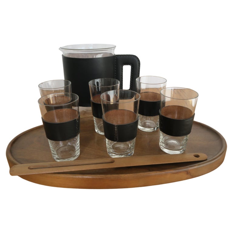 Rare Set of 6 Glasses, Pitcher, Tray and Bamboo Whisk by Designer Carl ...