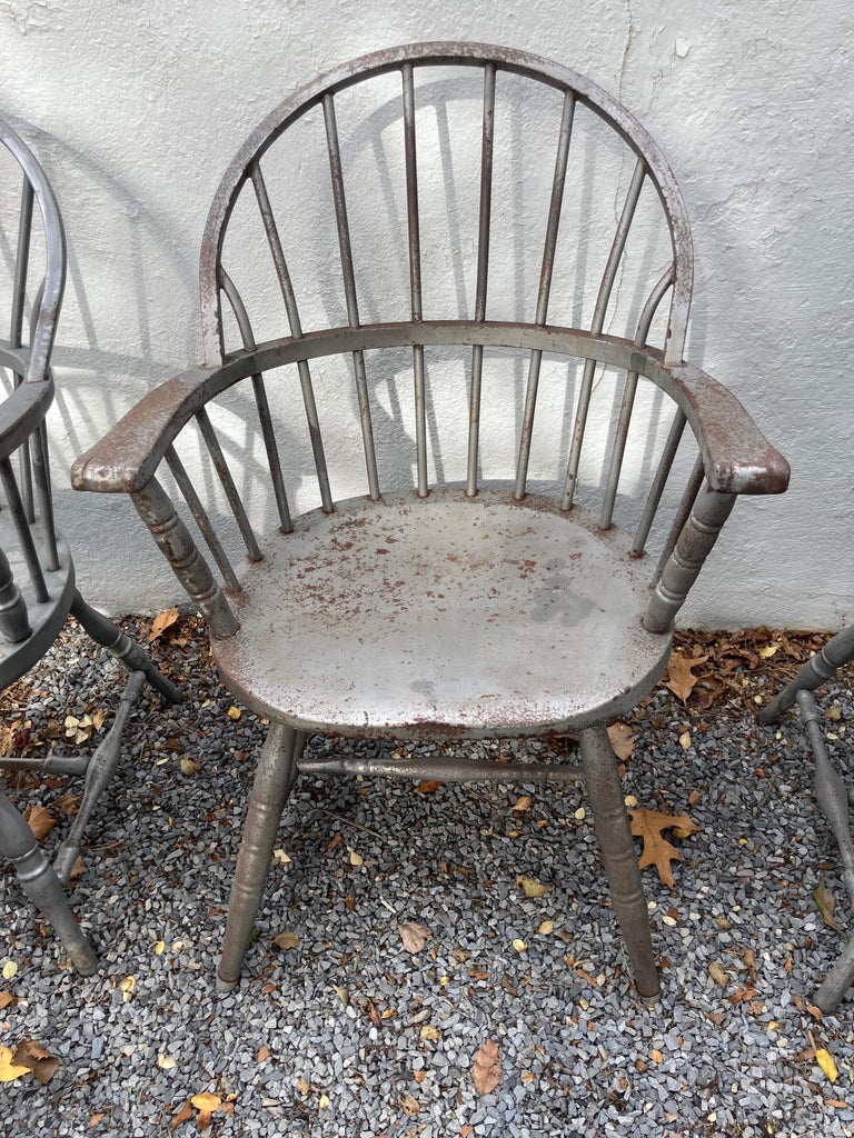 Rare Set of 6 Metal Windsor Chairs For Sale at 1stDibs