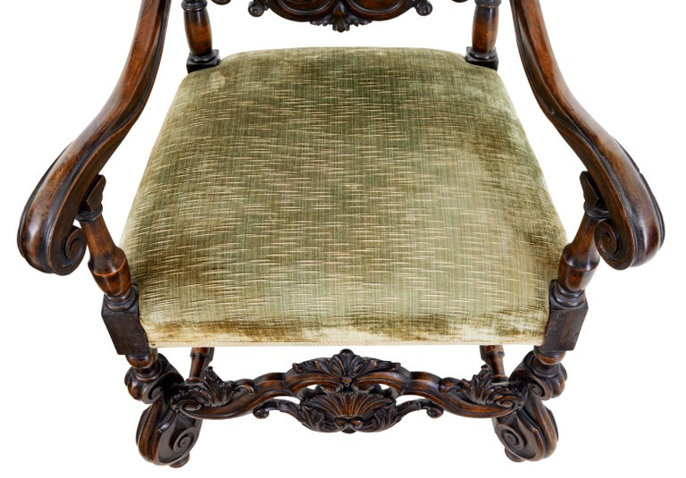 Rare Set of Eight 19th Century Carved Walnut Carolean Design Dining ...