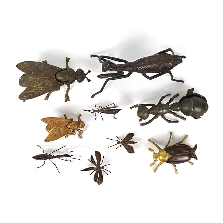 Rare Set of 9 Different Japanese Insects Made of Copper, Brass and Wood ...