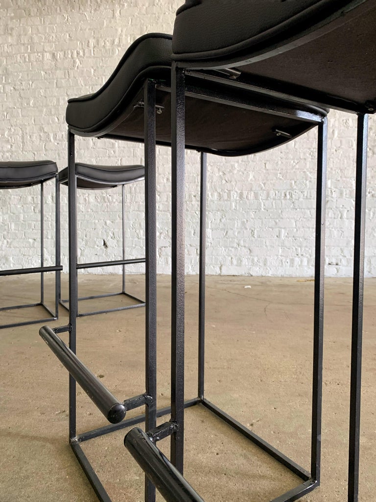 Rare Set of Arthur Umanoff for Shaver Howard Iron Bar Stools For Sale at 1stDibs