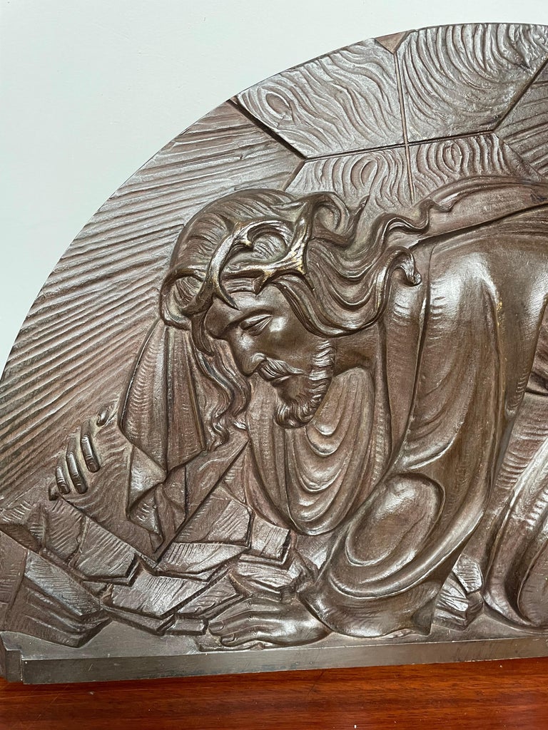 Rare Set of Christian Art Deco Bronze Jesus, Mary and Angel Wall ...