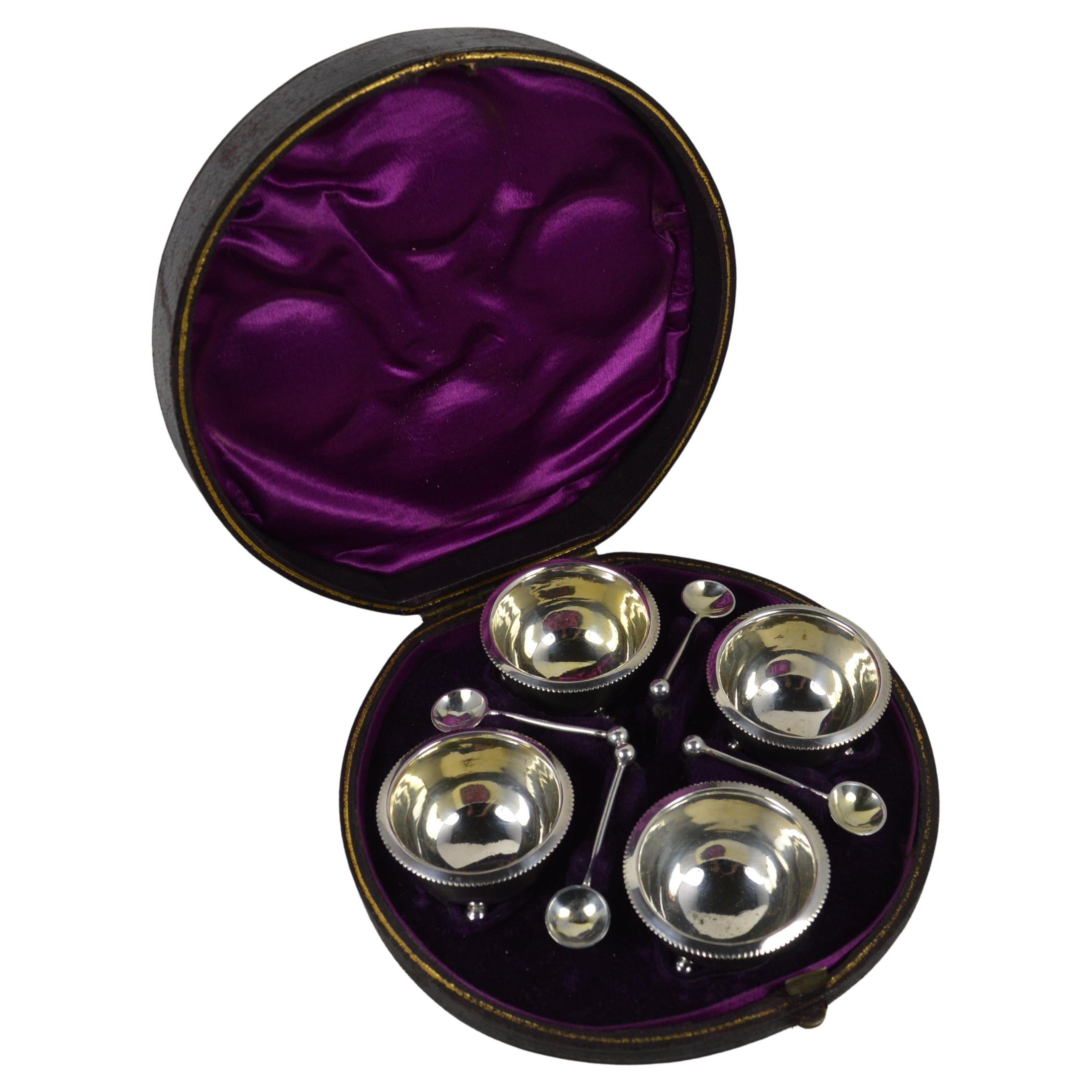 Rare Set of Six Russian Solid Silver and Enamel Kiddish Cups with ...