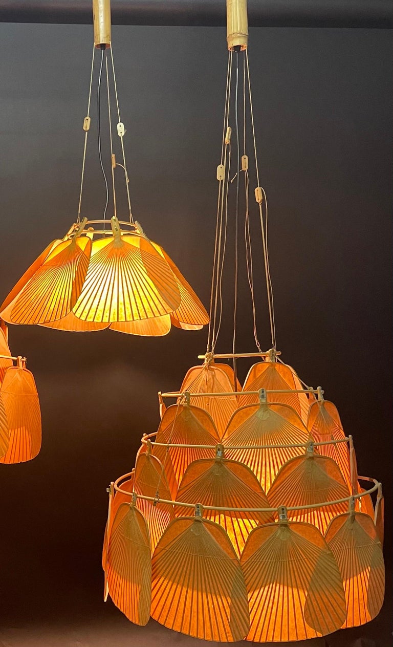 Rare Set of "San-Ju"and "Shichi" Uchiwa Light Fixtures by Ingo Maurer ...