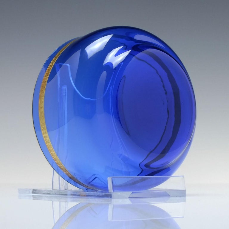 Rare Set of Six Art Nouveau Secessionist Copper Overlay Blue Glass ...