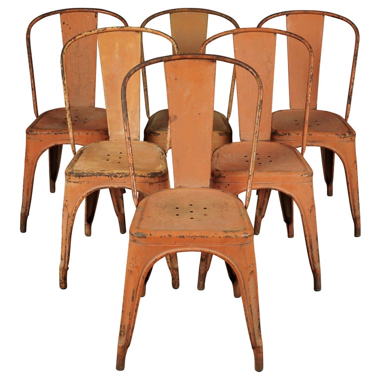 Rare Set of Six Vintage Tolix Chairs, circa 1950 For Sale at 1stdibs