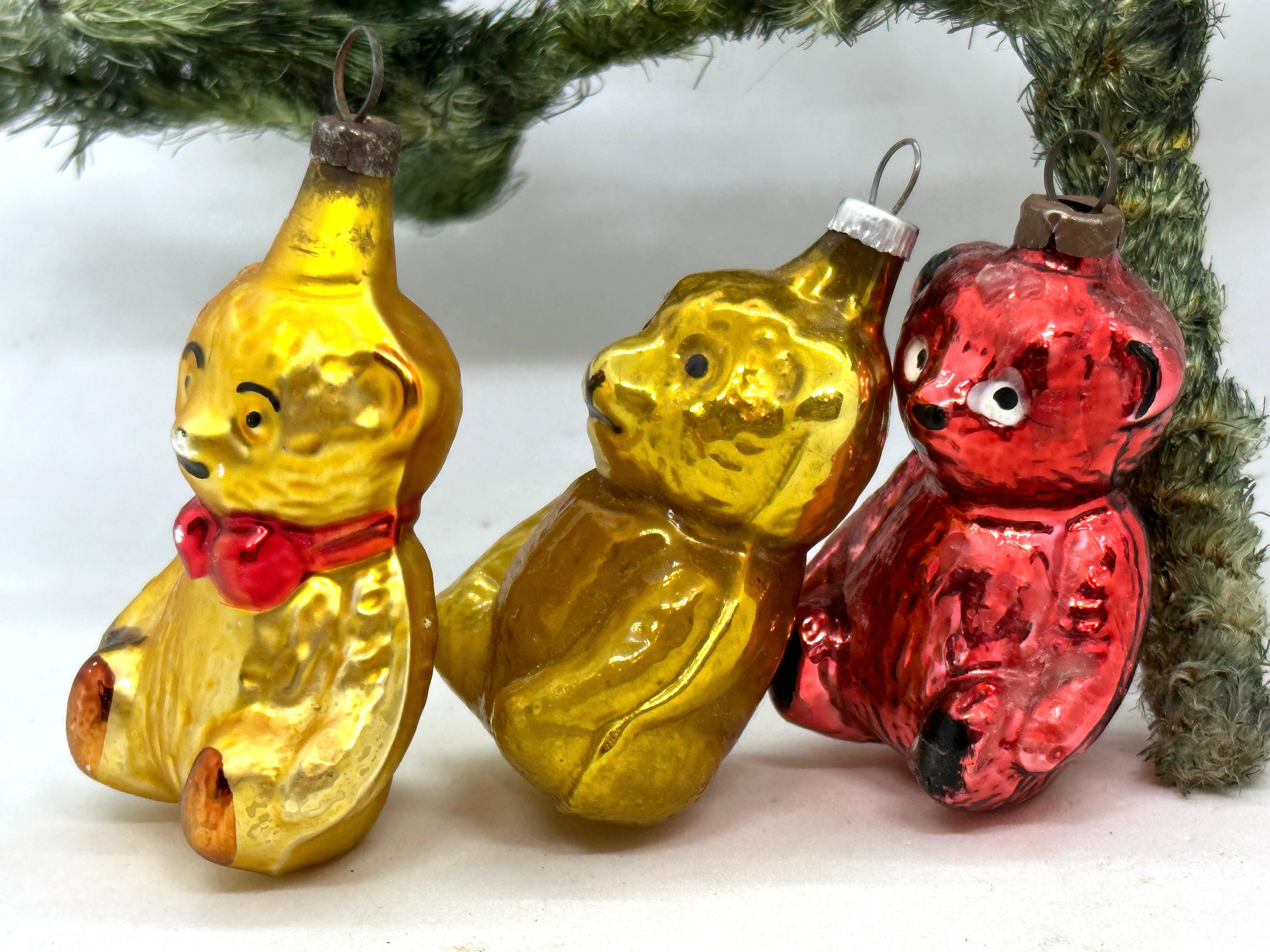 Rare Set of Three Teddy Bear Christmas Ornament Vintage, 1930s For Sale ...